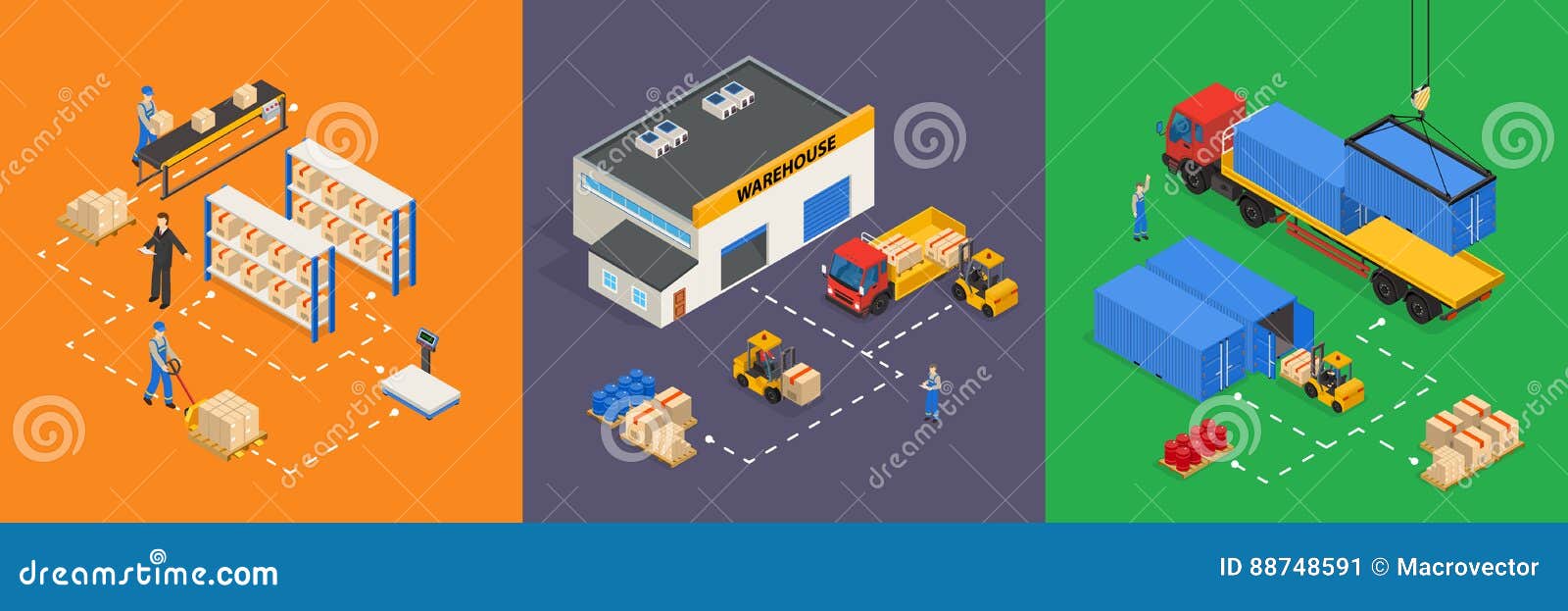 Warehouse Isometric Vector Illustrations Stock Vector - Illustration of ...