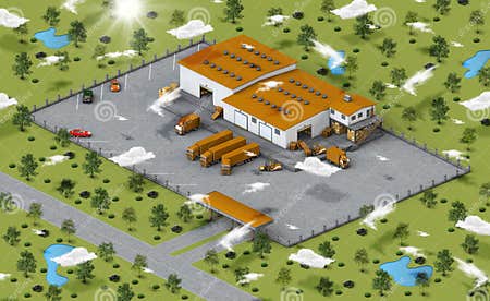 Warehouse in Isometric View Stock Illustration - Illustration of pallet ...