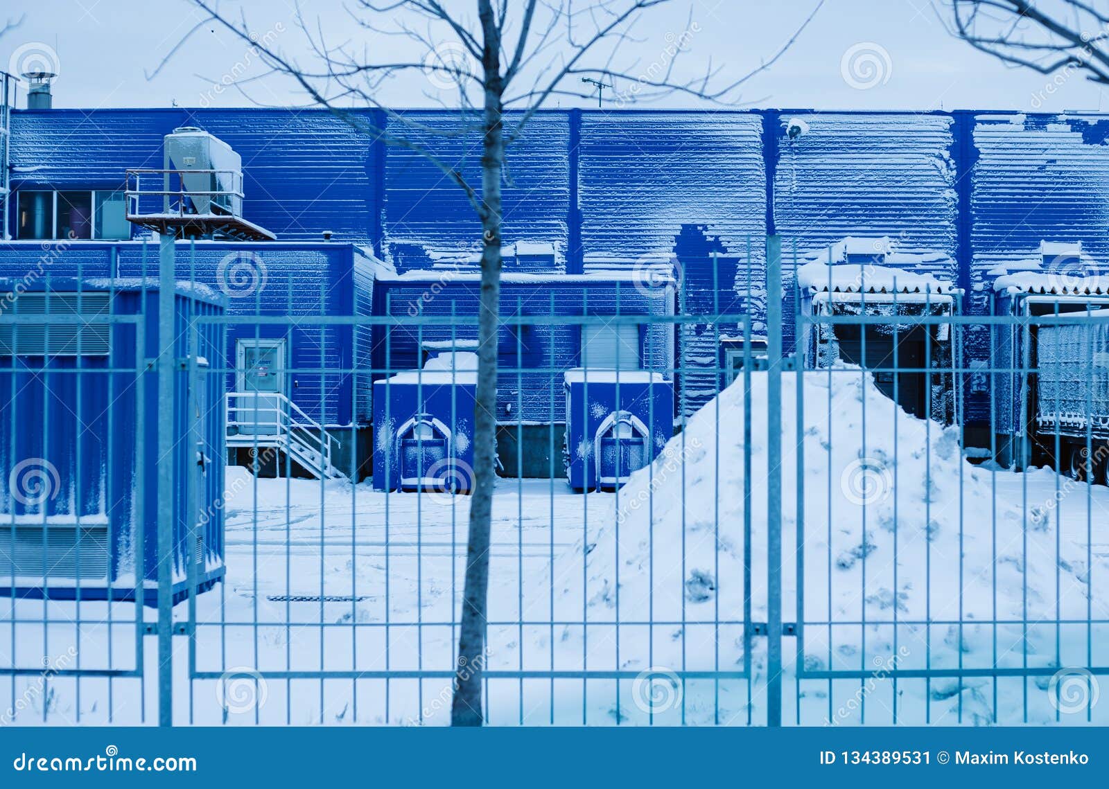 Warehouse of a Large Chain Store Covered with Snow after a Night ...