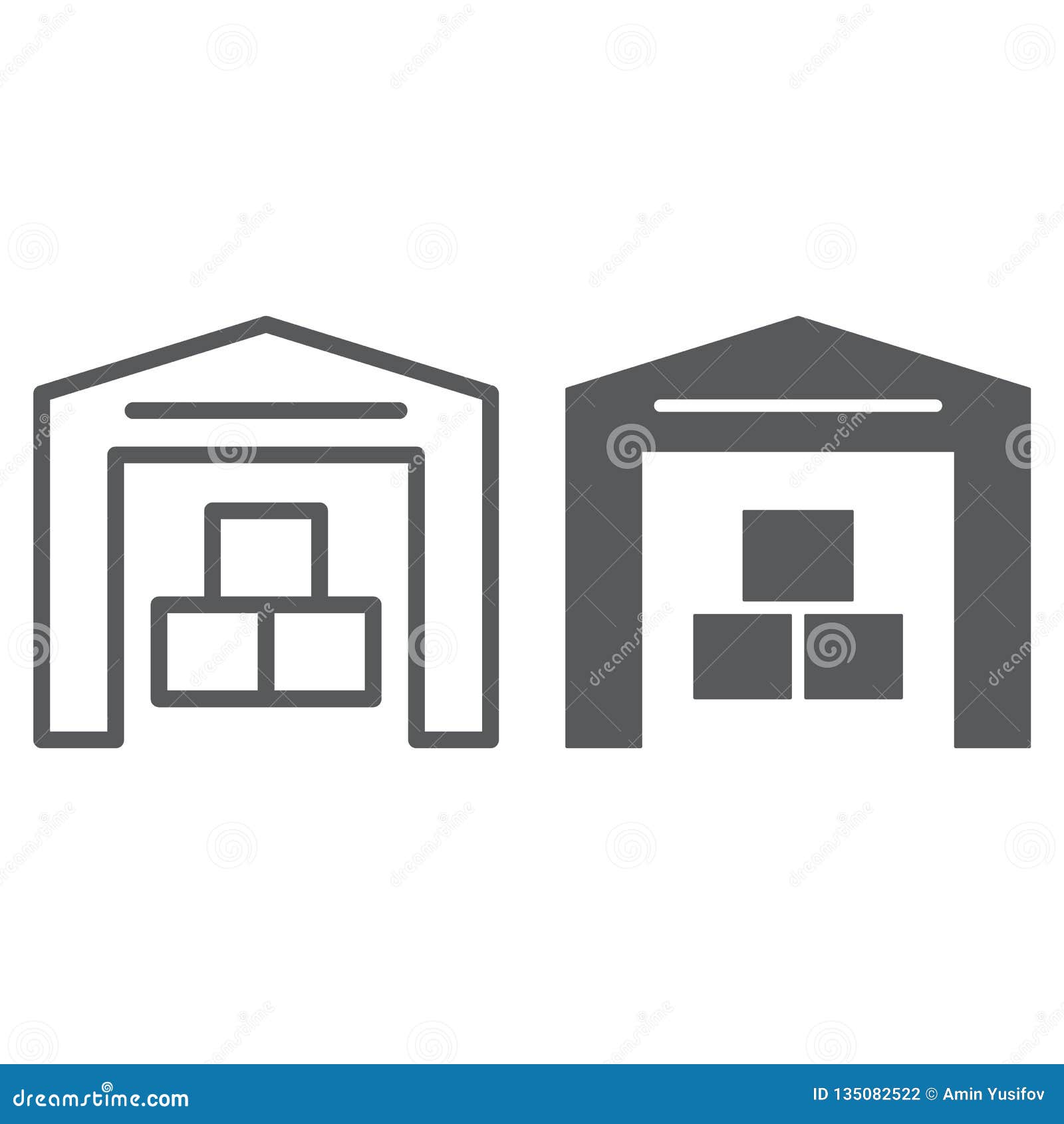 Warehouse Line and Glyph Icon, Building and Store, Storage Sign, Vector ...