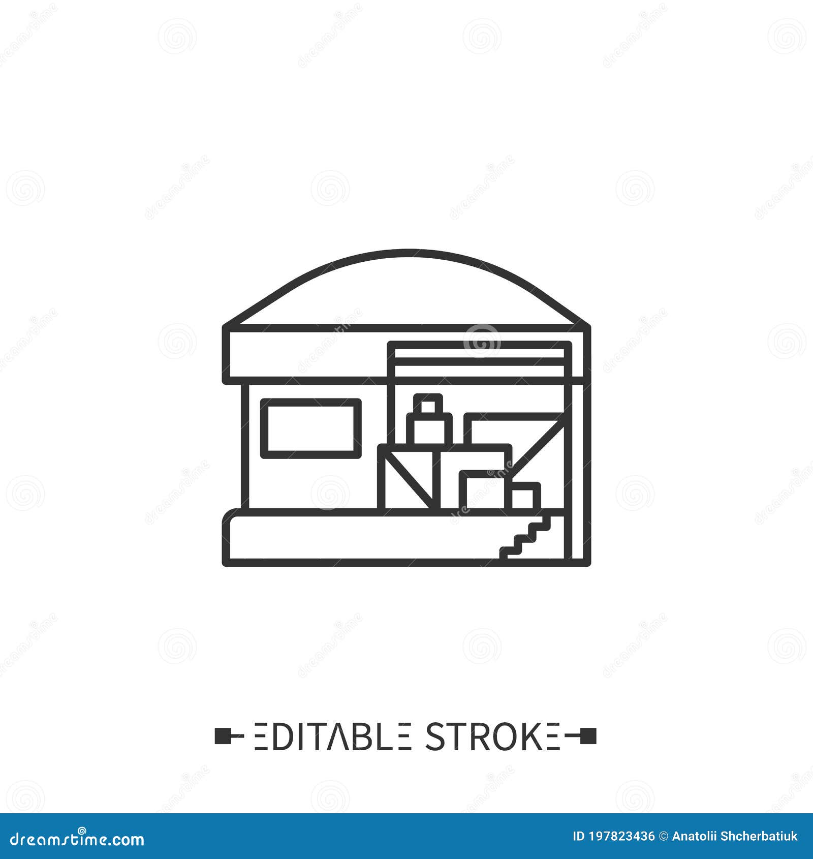 Warehouse Line Icons. Outline Containers And Package Shipping Storing ...