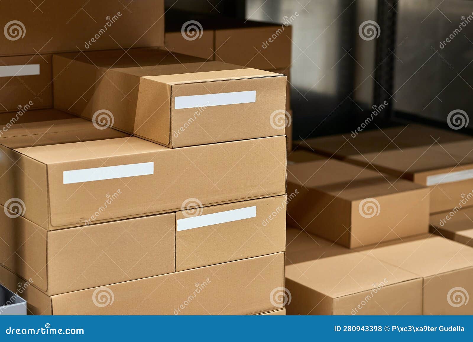 Warehouse Stocked with Boxes in Stacks Stock Illustration ...