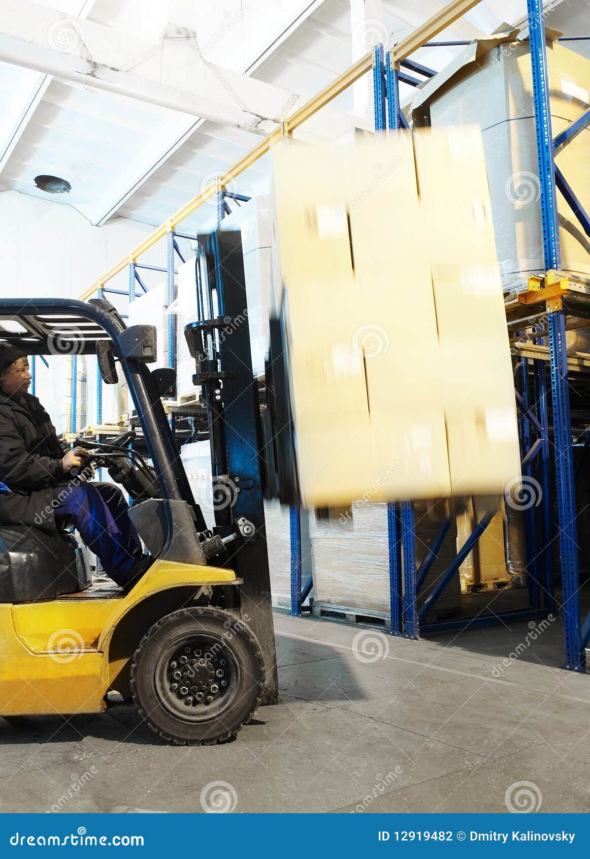 Warehouse loader forklift stock photo. Image of action - 12919482