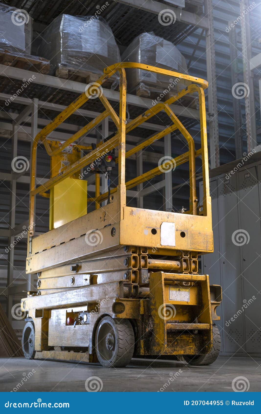 Warehouse Loader, Lift Machine in Warehouse Interior Stock Image ...