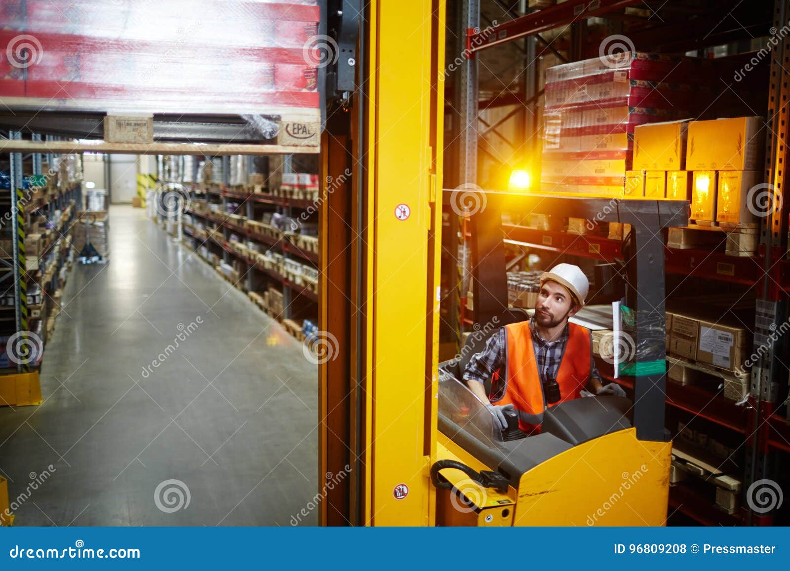 Warehouse Loader Moving Goods Stock Photo - Image of management, cargo ...