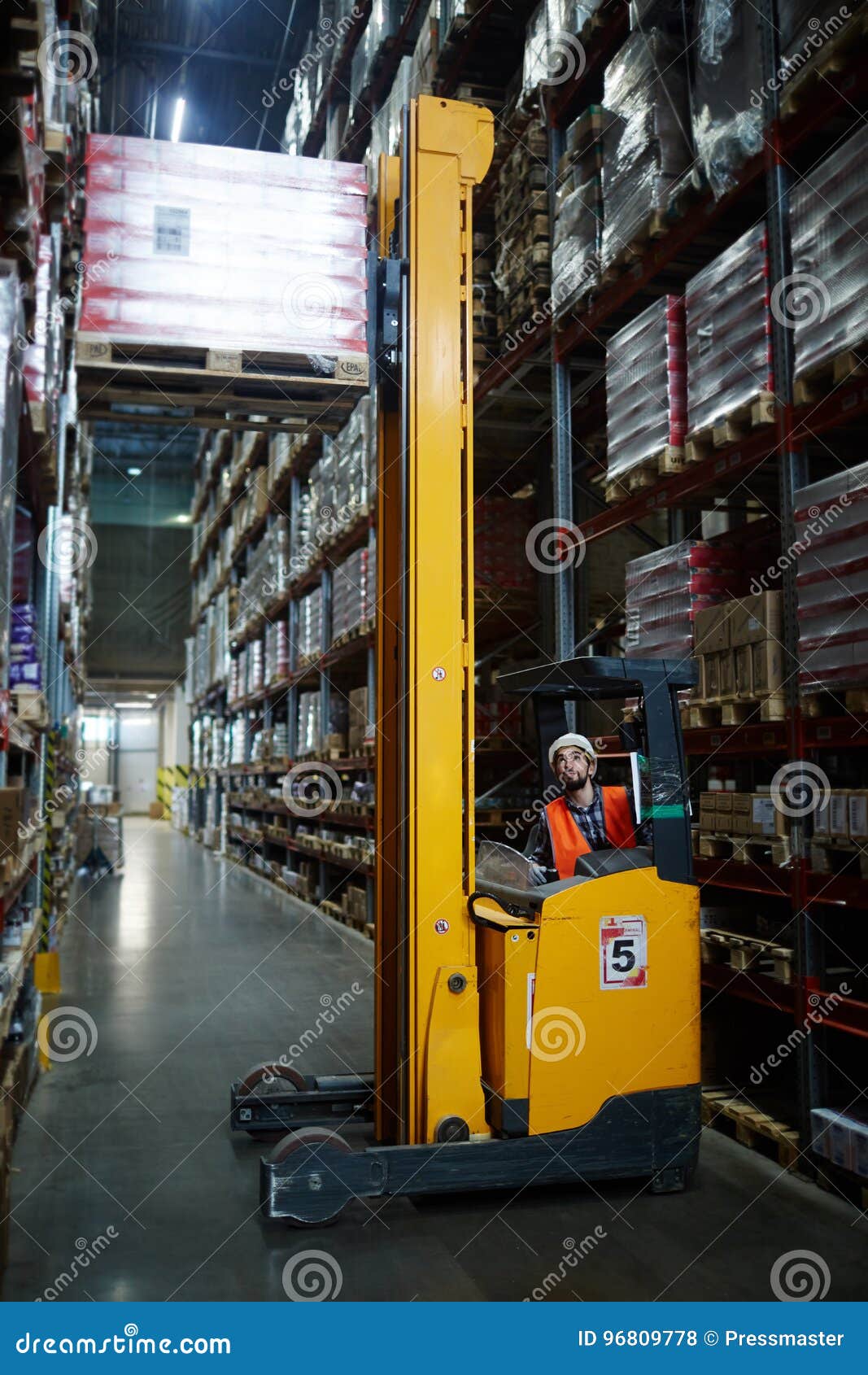 Warehouse Loader Using Forklift Truck Stock Photo - Image of lift ...