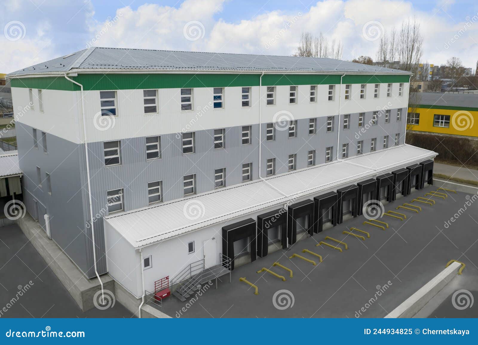 Warehouse with Loading Docks Outdoors, Aerial View. Logistics Center ...