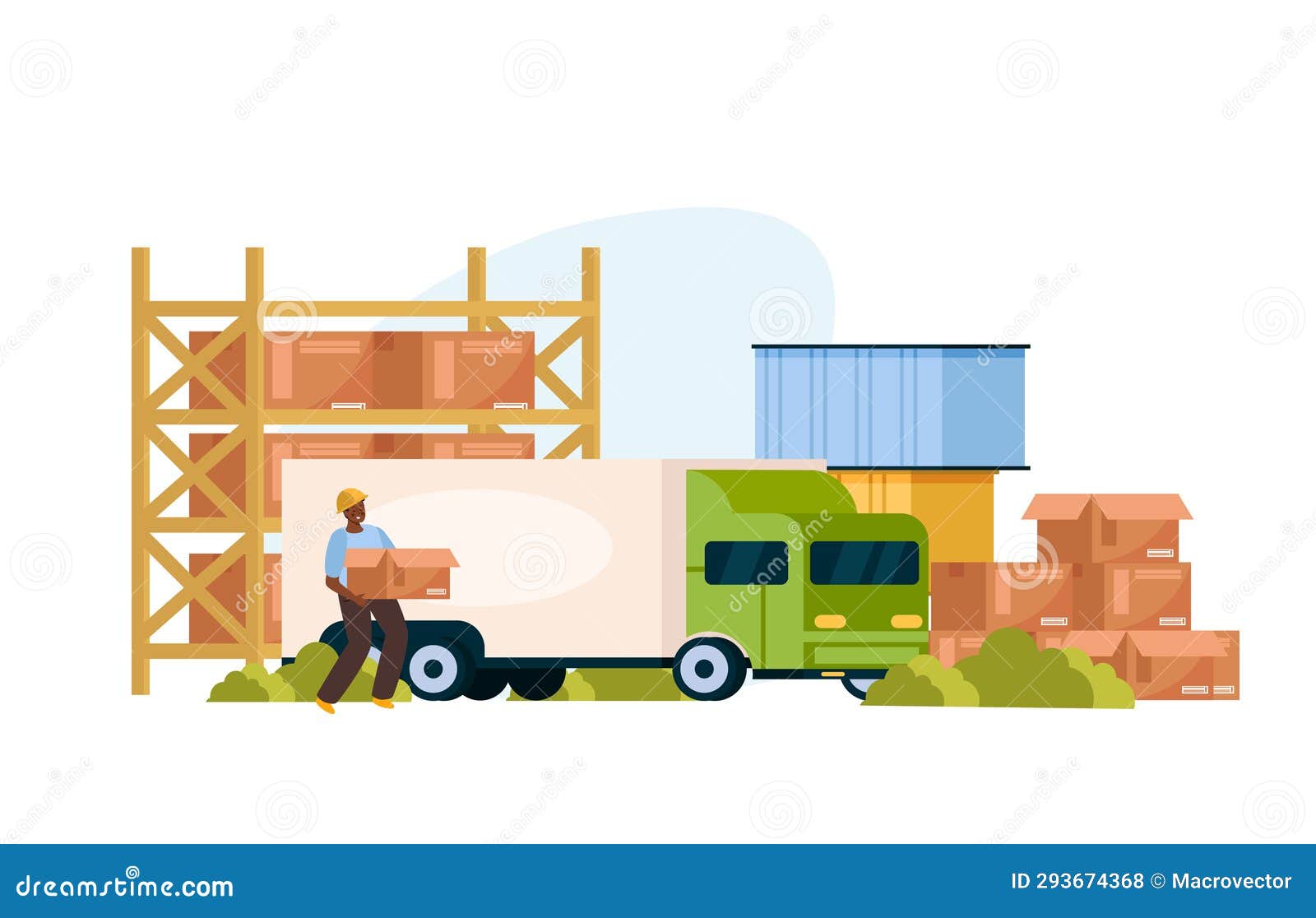 Warehouse Logistic Service Vector Illustration, Cartoon Flat Worker ...