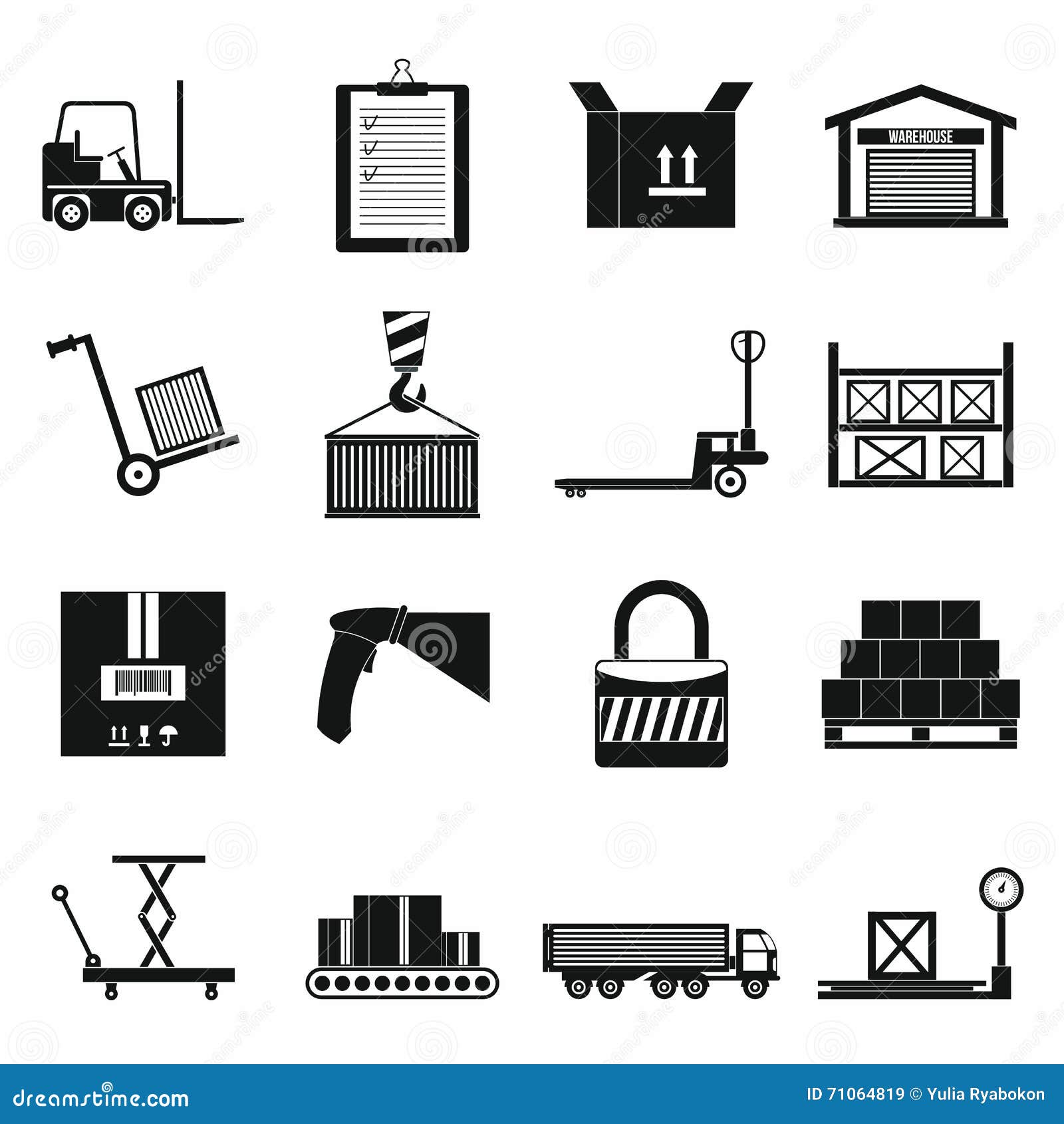 Warehouse Logistic Storage Icons Set Stock Vector - Illustration of ...