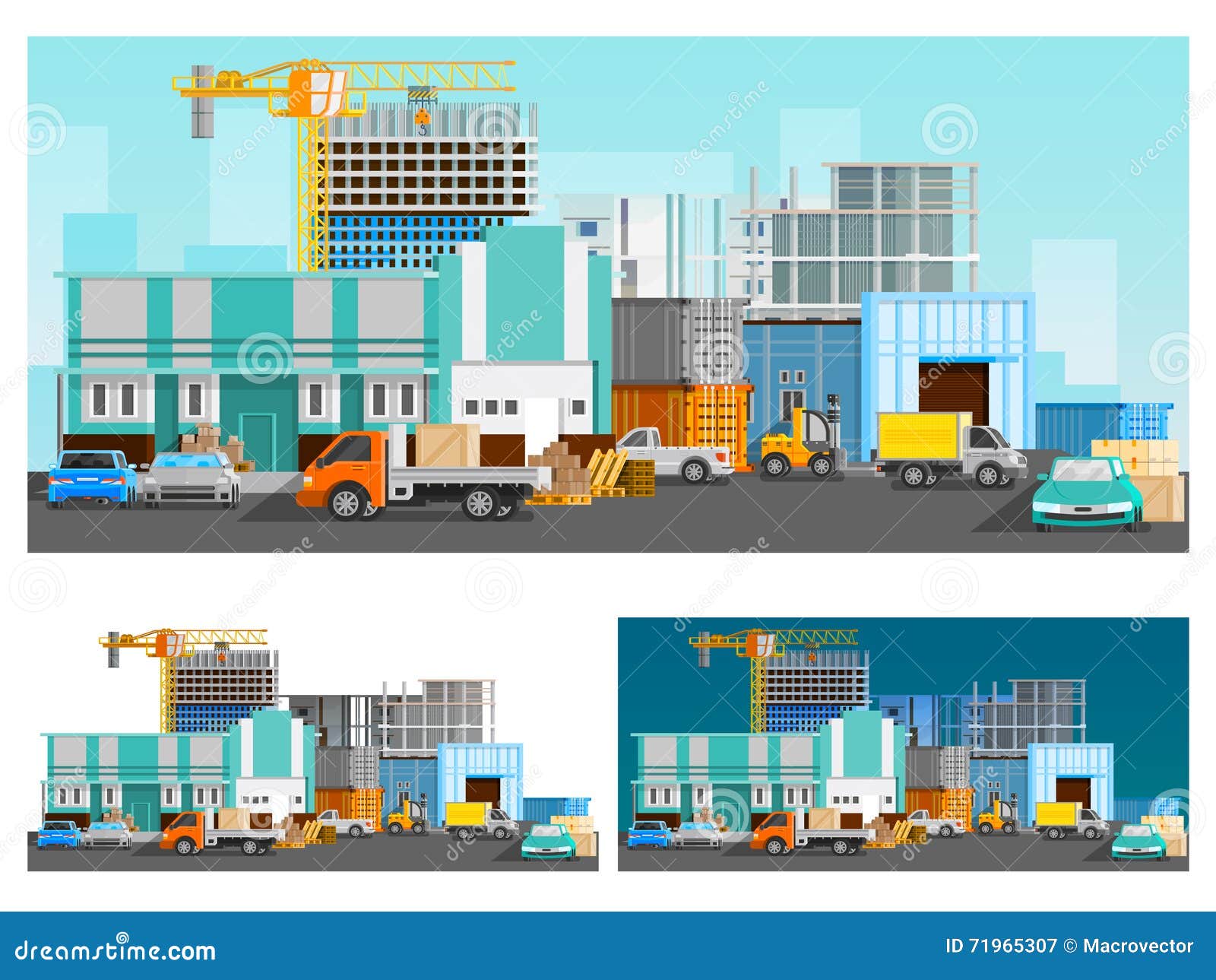 Warehouse and Logistics Compositions Set Stock Vector - Illustration of ...