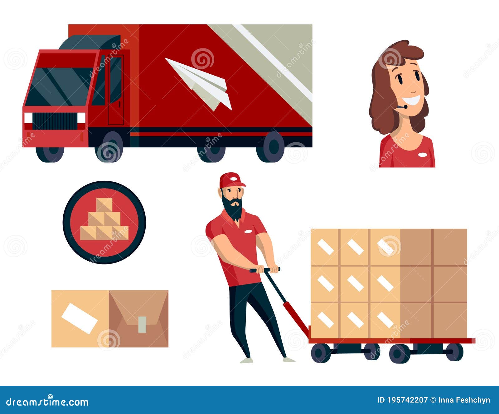 Logistics Decorative Flat Icons Set Cartoon Vector | CartoonDealer.com ...