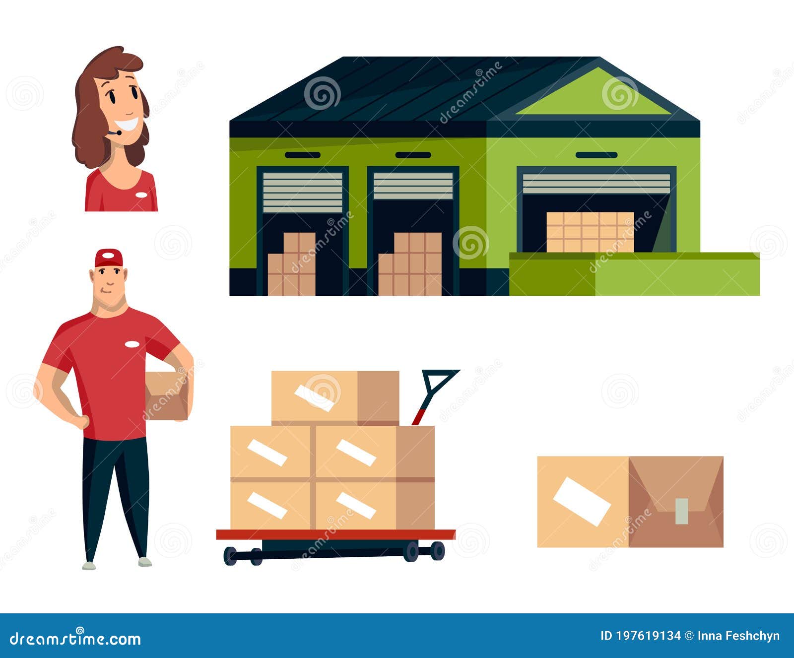 Warehouse. Logistics Illustrations Collection. Warehouse Center ...