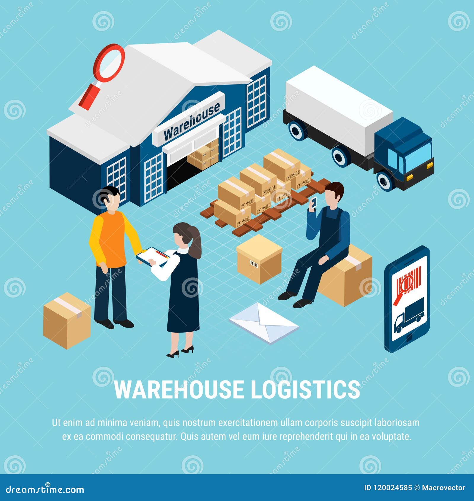 Logistics Isometric Concept Stock Vector - Illustration of logistics ...