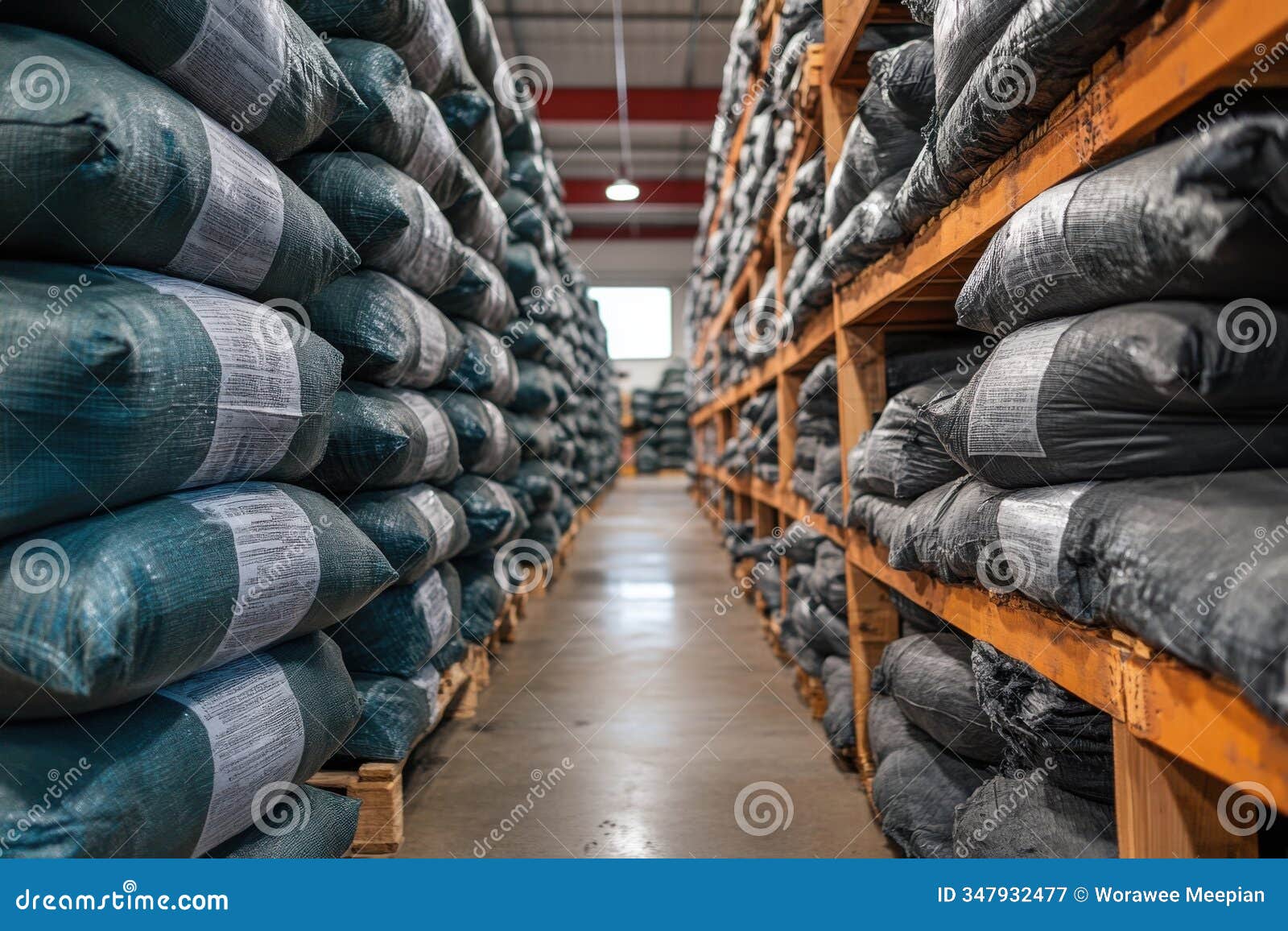 A Warehouse with a Lot of Sacks of Different Sizes Stock Image - Image ...