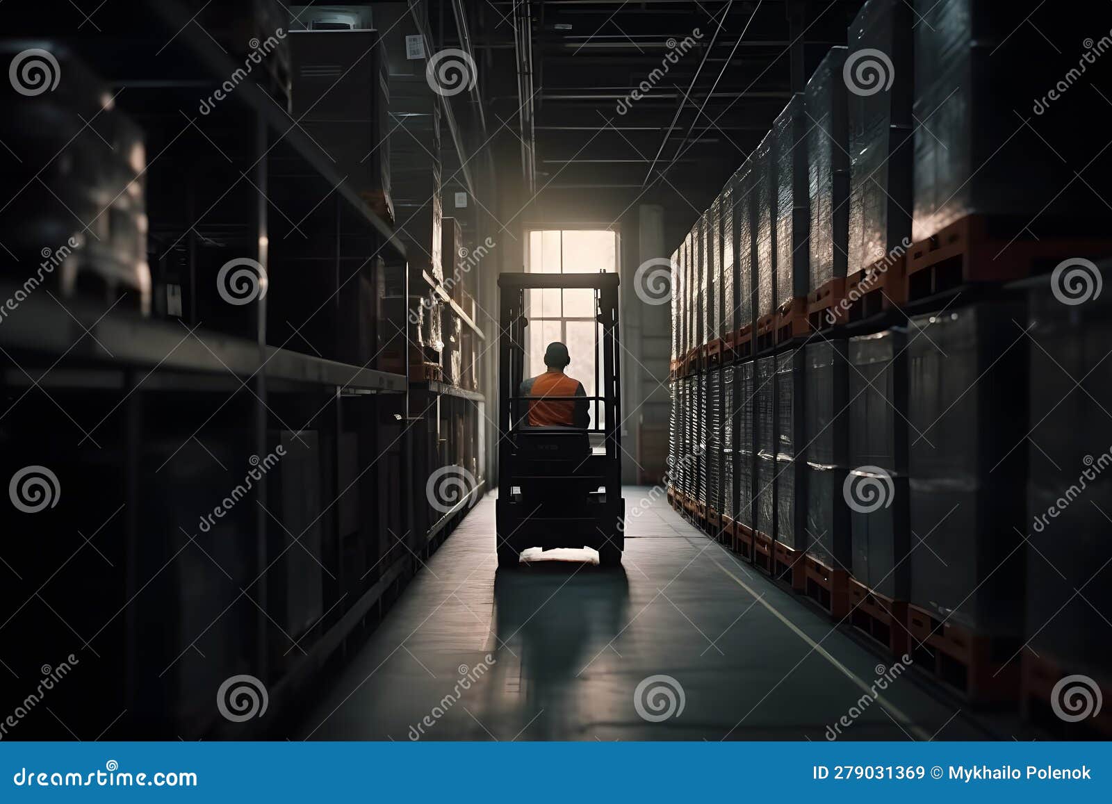 Warehouse Man Worker with Forklift. Neural Network AI Generated Stock ...