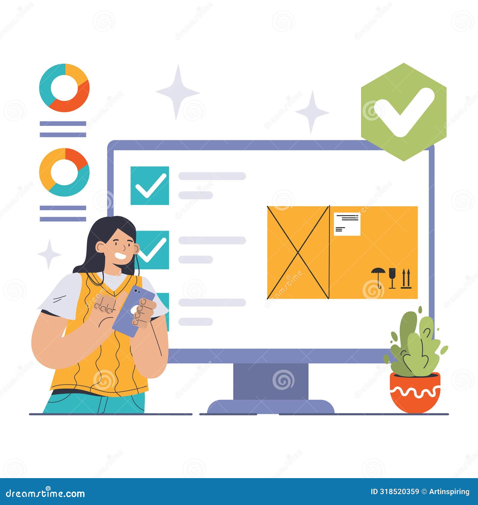 Warehouse Management Concept. Flat Vector Stock Vector - Illustration ...