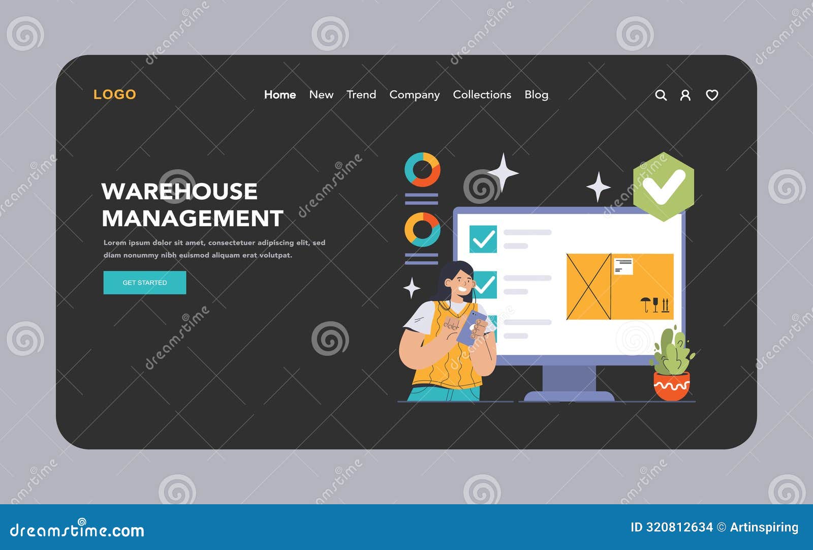 Warehouse Management Concept. Flat Vector Stock Vector - Illustration ...