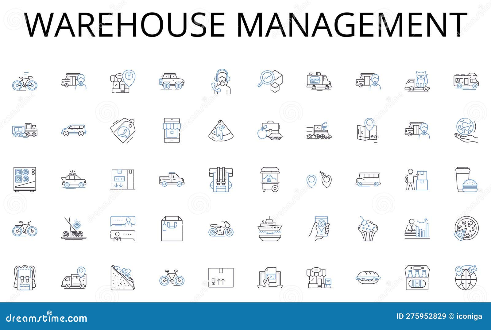 Warehouse Management Line Icons Collection. Communication, Cooperation ...