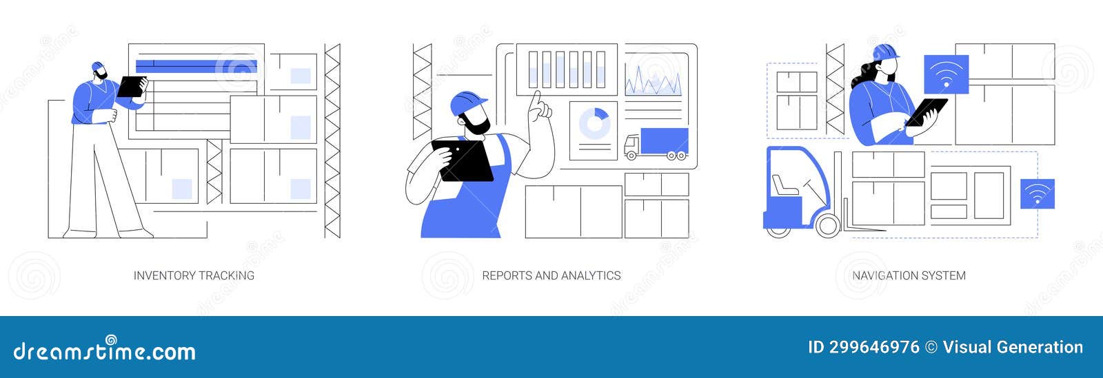 Warehouse Management System Isolated Cartoon Vector Illustrations Se ...
