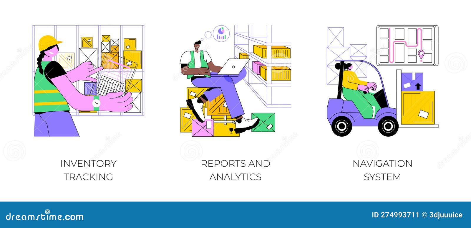 Warehouse Management System Isolated Cartoon Vector Illustrations ...