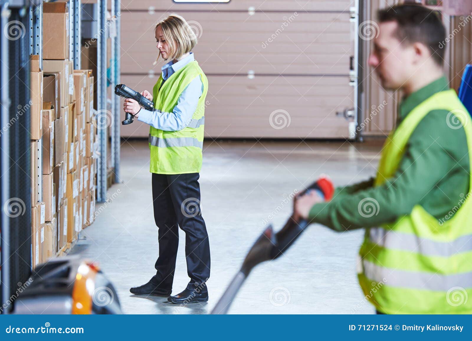 Warehouse Management System. Worker With Barcode Scanner Royalty-Free ...