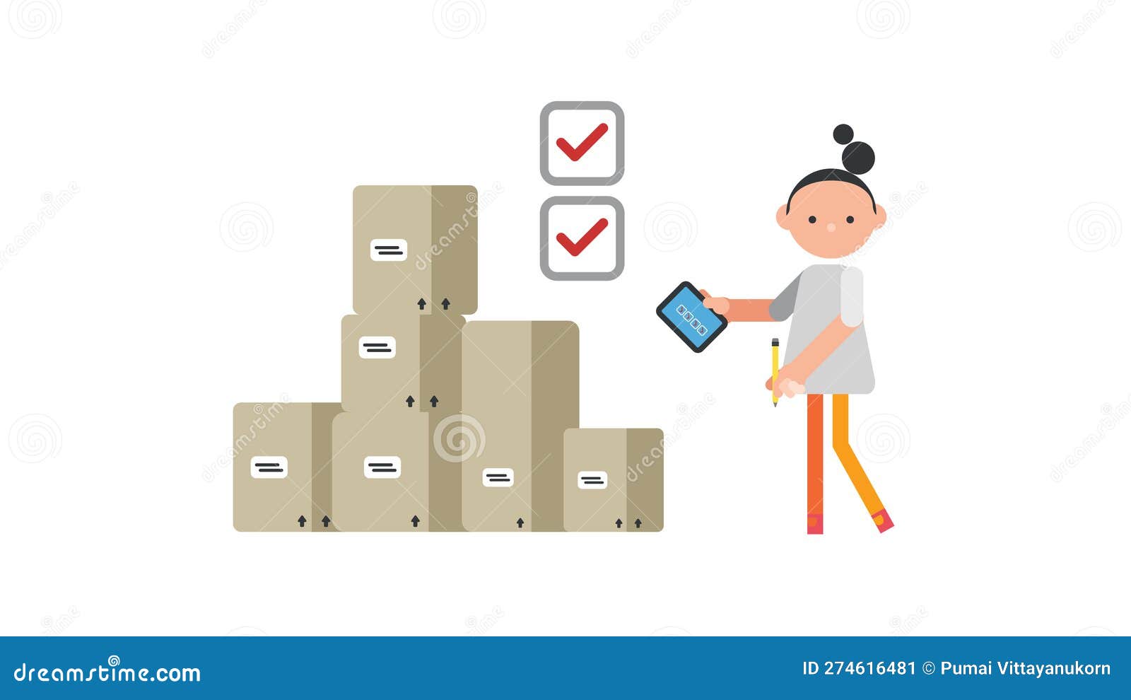 Warehouse Manager Check The List Of Receiving Parcels. Check The Amount ...