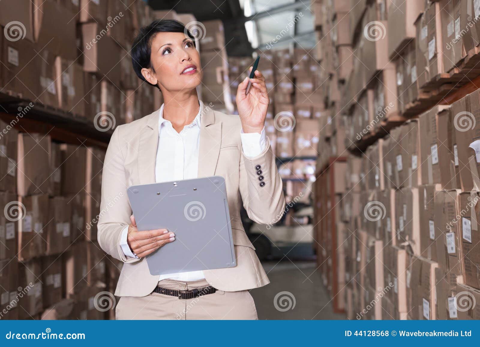 Warehouse Manager Checking Her Inventory Stock Photo - Image of career ...