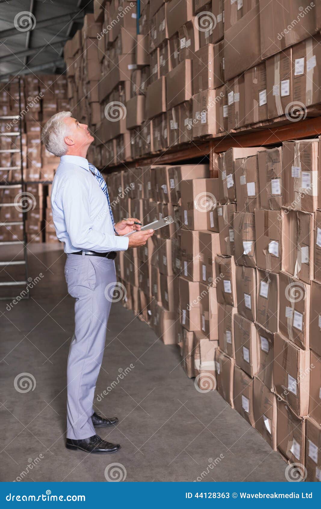 Warehouse Manager Checking His Inventory Stock Image - Image of ...