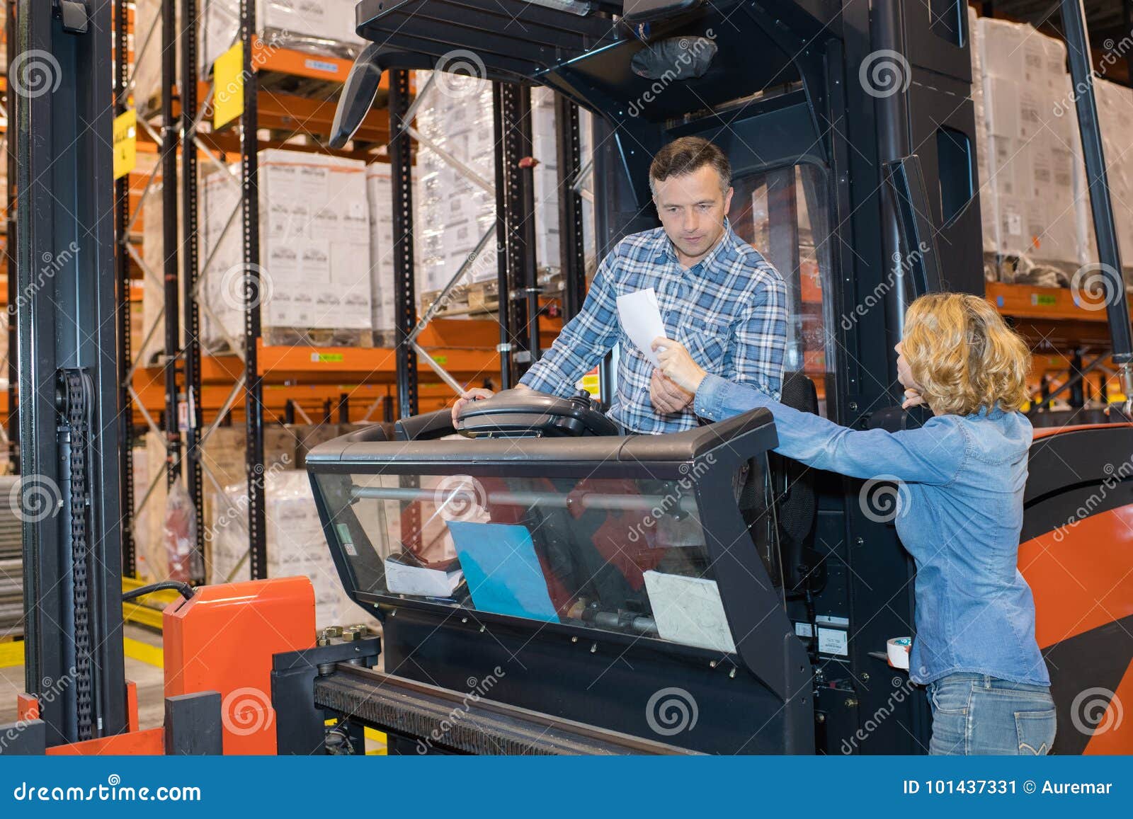 Warehouse Manager Checking Inventory in Large Warehouse Stock Image ...