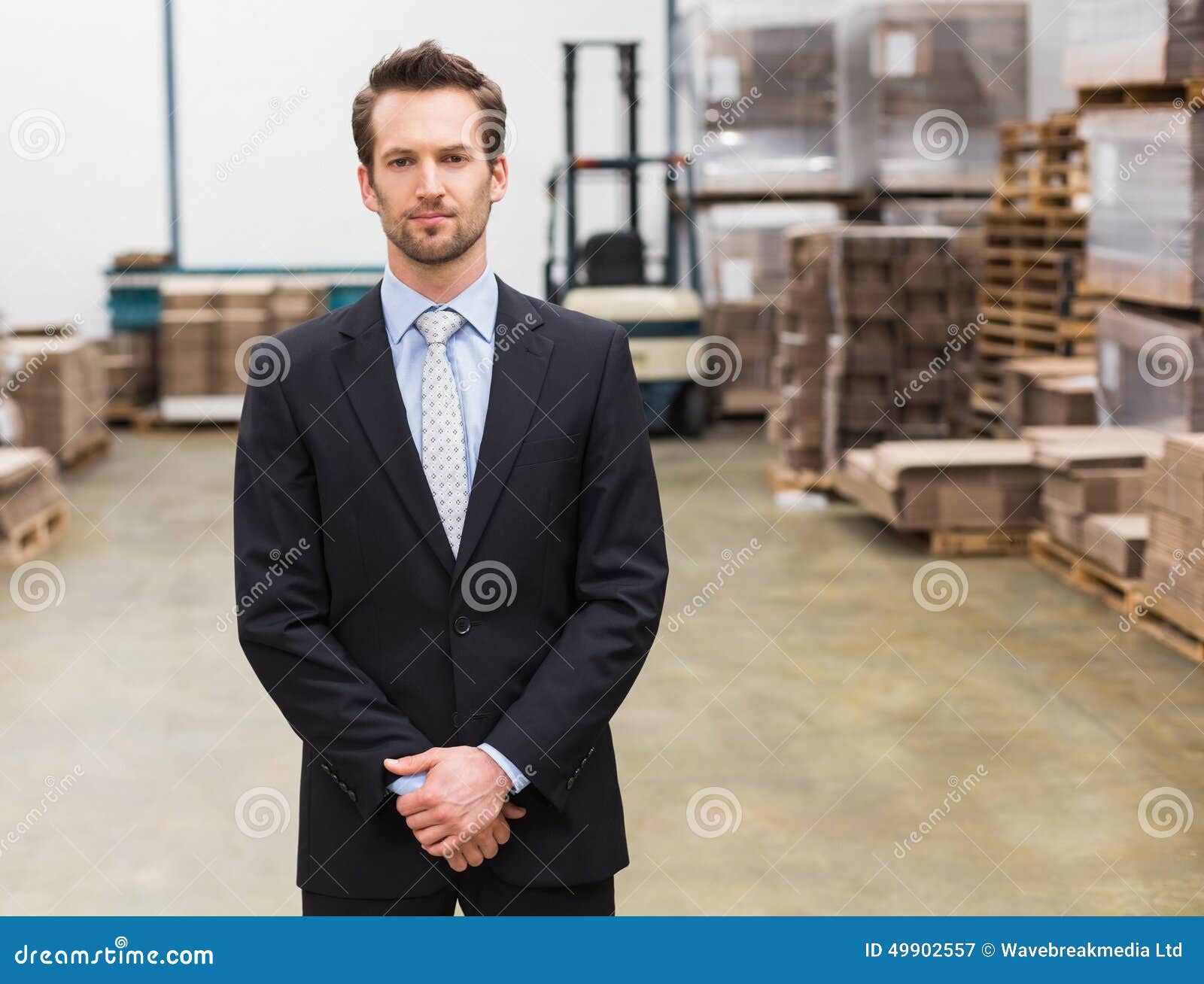 Warehouse Manager Standing Hands Together Stock Image - Image of ...