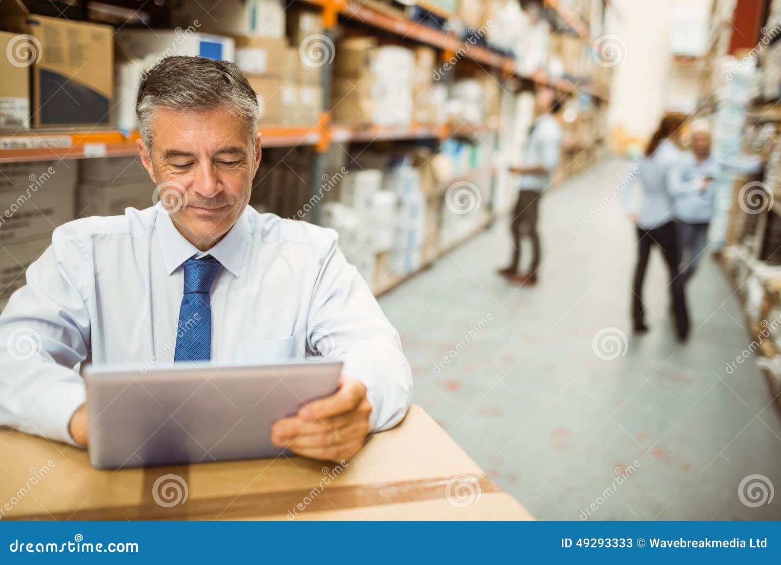 Warehouse Manager Working on Tablet Pc Stock Image - Image of digital ...