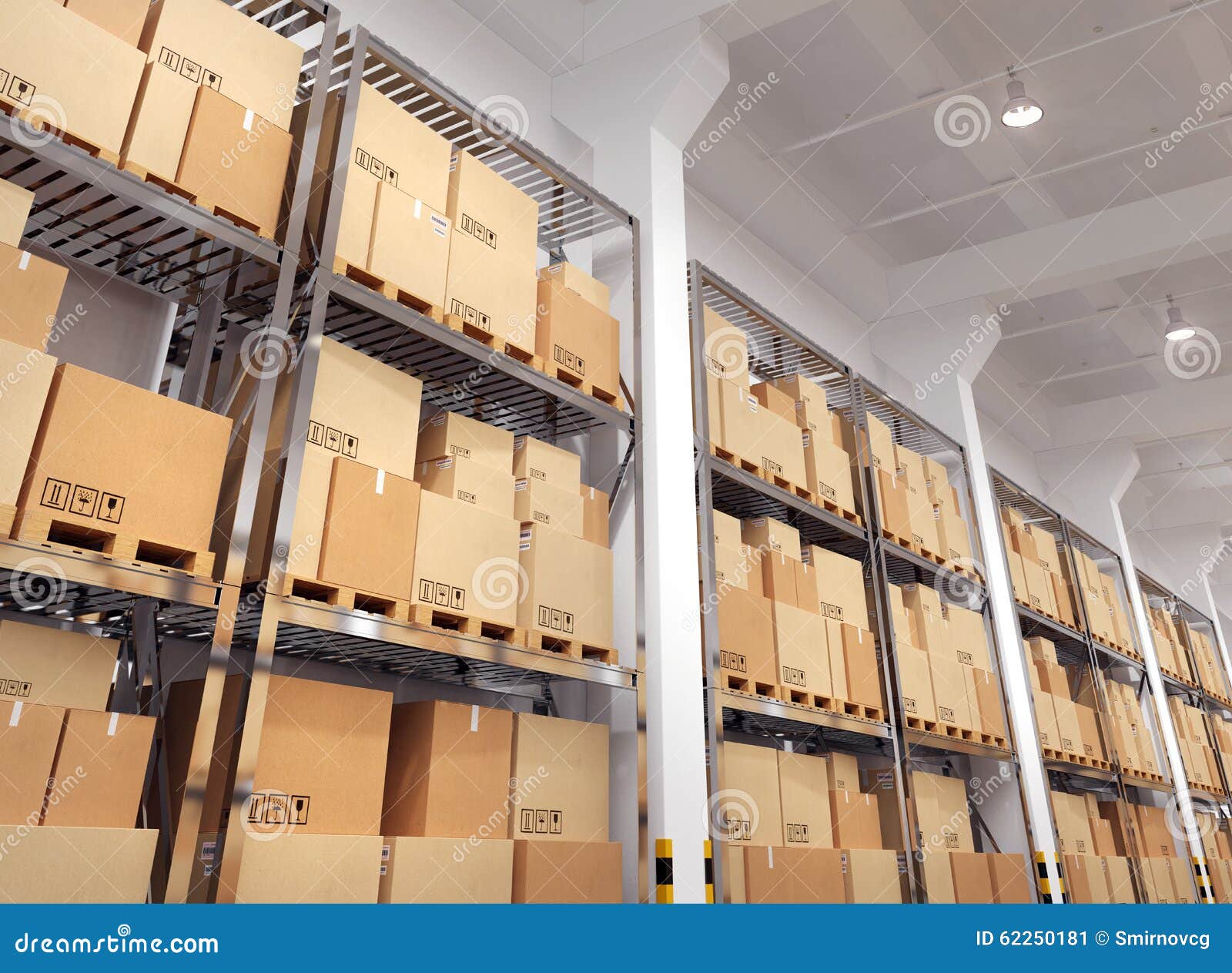 Warehouse With Many Racks And Boxes Stock Image | CartoonDealer.com ...