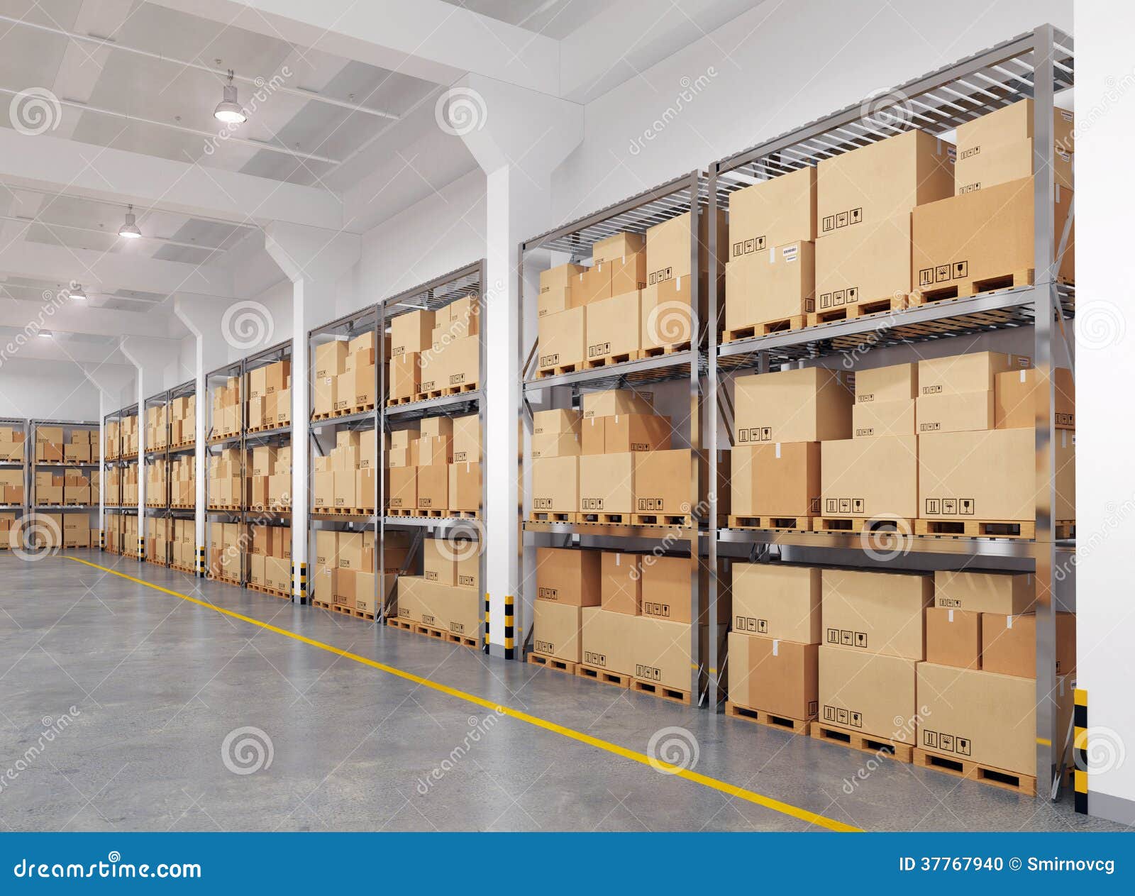 Many Racks With Servers Located In The Server Room. Bright Display A ...