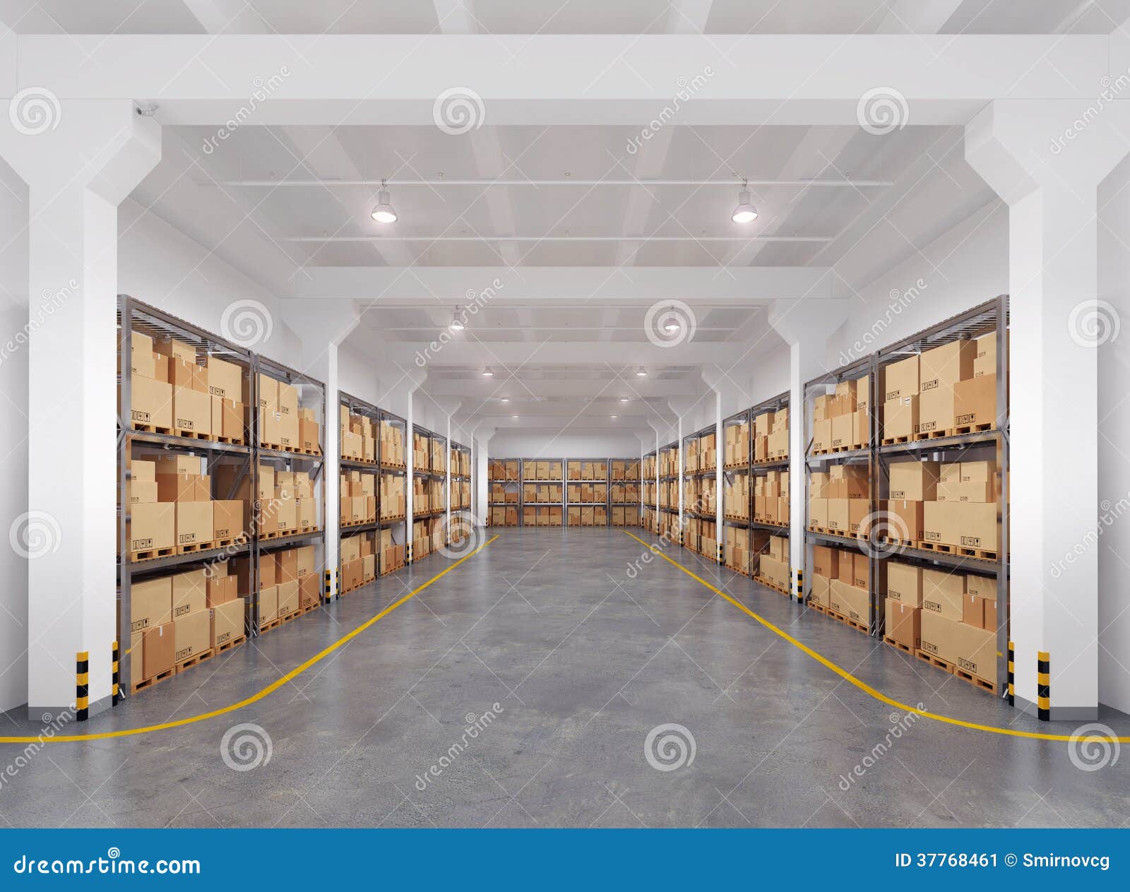 Warehouse With Many Racks And Boxes Royalty-Free Stock Photo ...