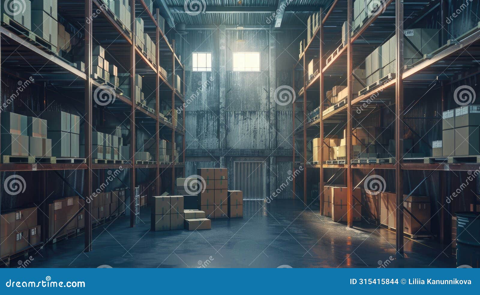A Warehouse with Neatly Stacked Boxes in Sturdy Racks, Highlighting the ...