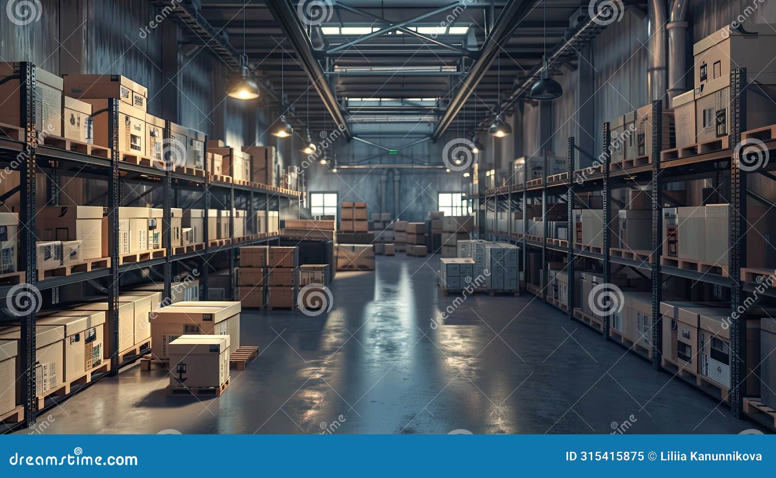 A Warehouse with Neatly Stacked Boxes in Sturdy Racks, Highlighting the ...