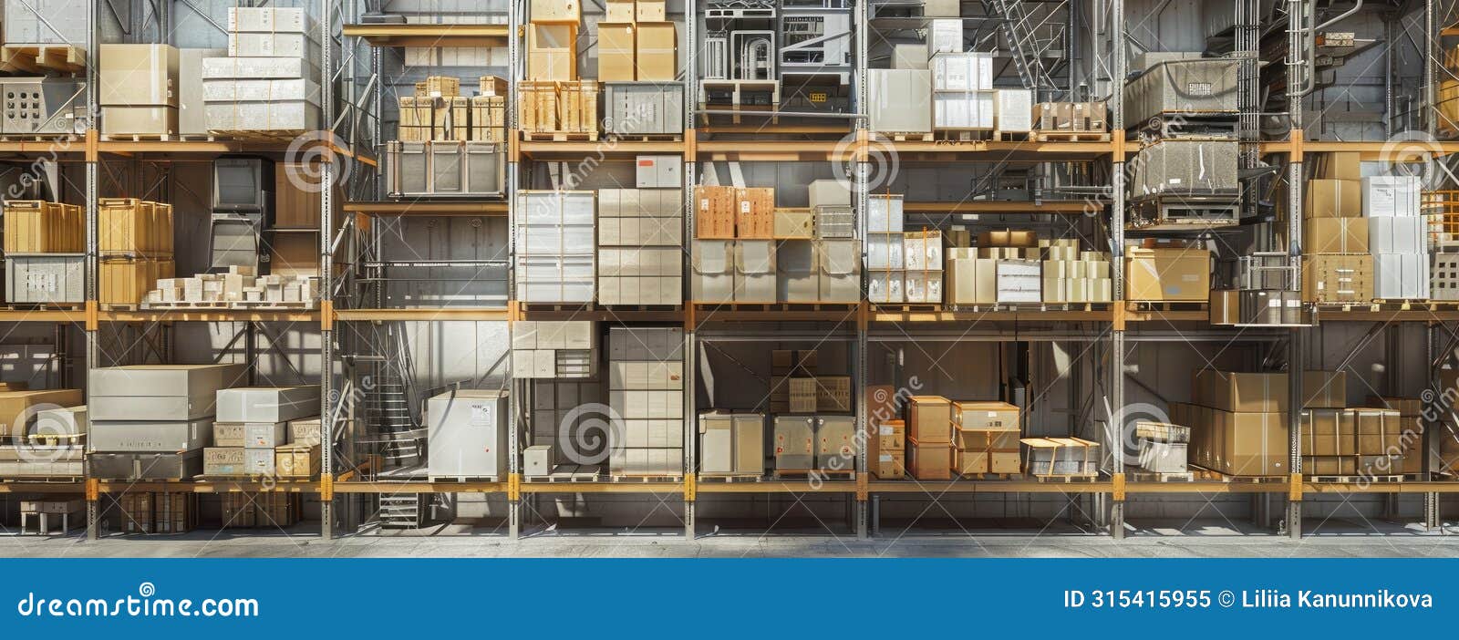 A Warehouse with Neatly Stacked Boxes in Sturdy Racks, Highlighting the ...