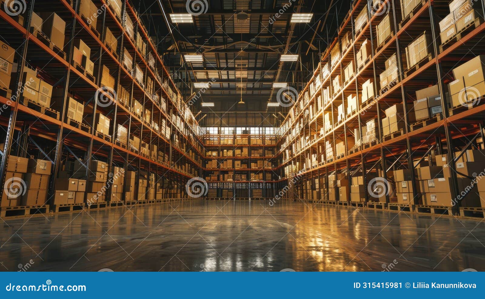 A Warehouse with Neatly Stacked Boxes in Sturdy Racks, Highlighting the ...