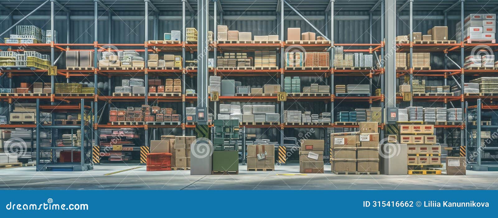 A Warehouse with Neatly Stacked Boxes in Sturdy Racks, Highlighting the ...