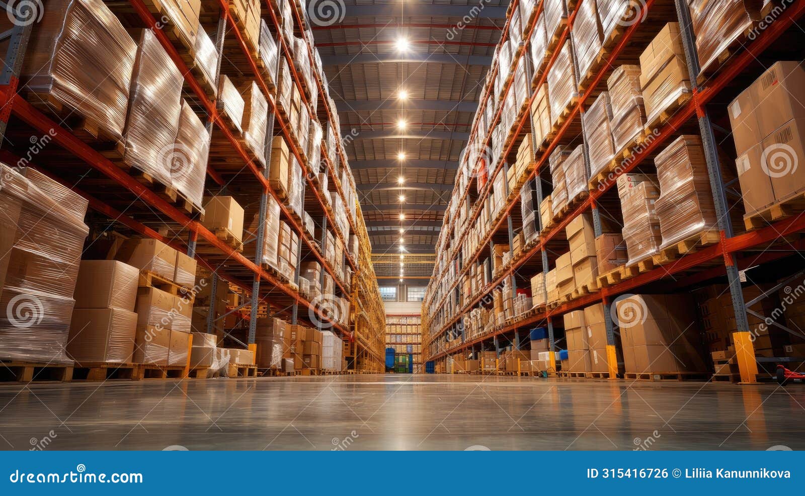 A Warehouse with Neatly Stacked Boxes in Sturdy Racks, Highlighting the ...