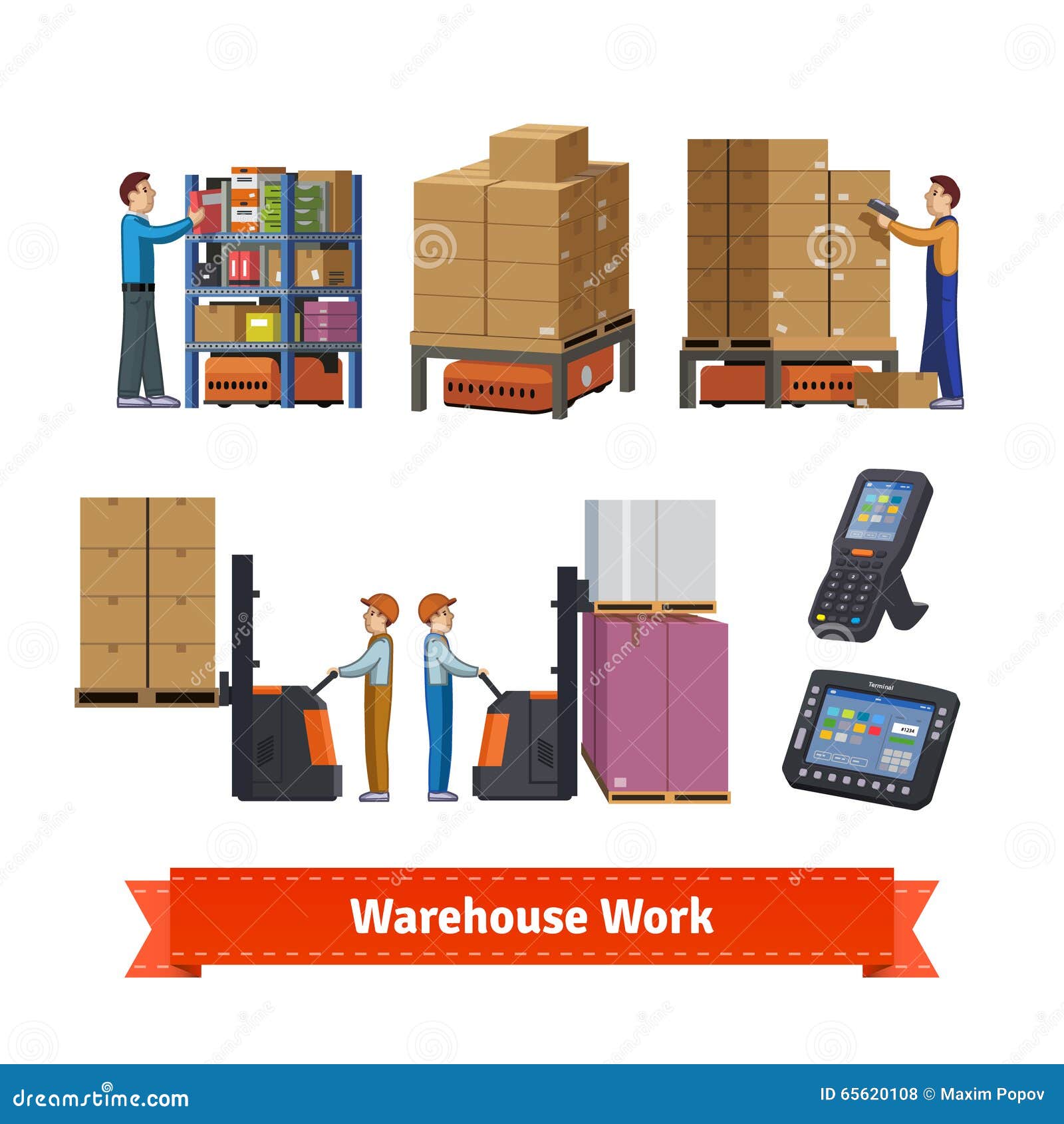 Warehouse Operations In Full Swing, Highstacked Pallets And Boxes ...