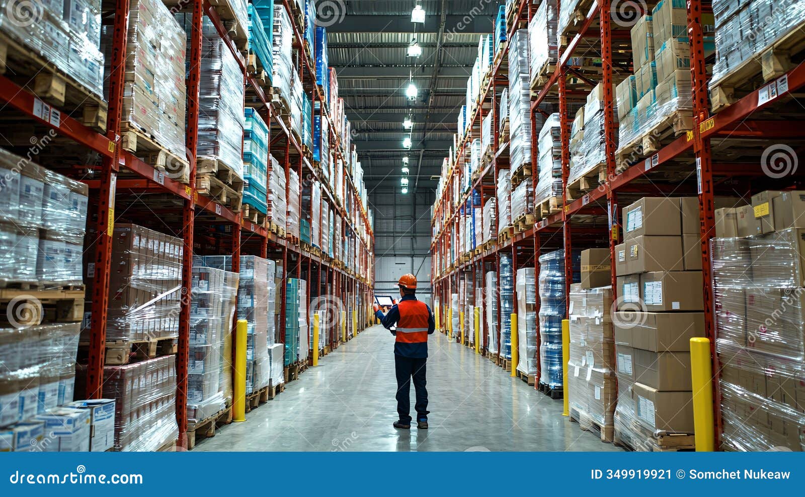 Warehouse Operator Efficiently Manages Inventory in a Well-organized ...