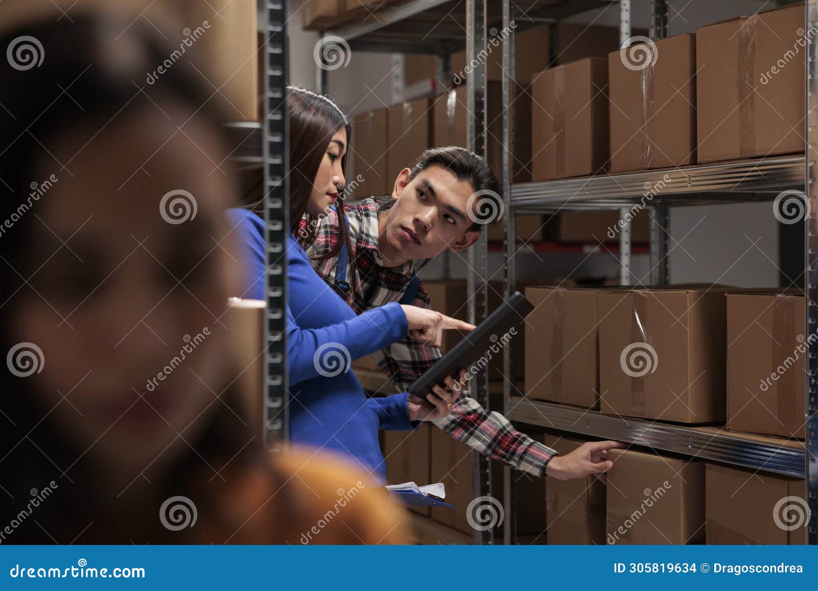 Warehouse Operators Preparing Order for Dispatching and Choosing Box ...