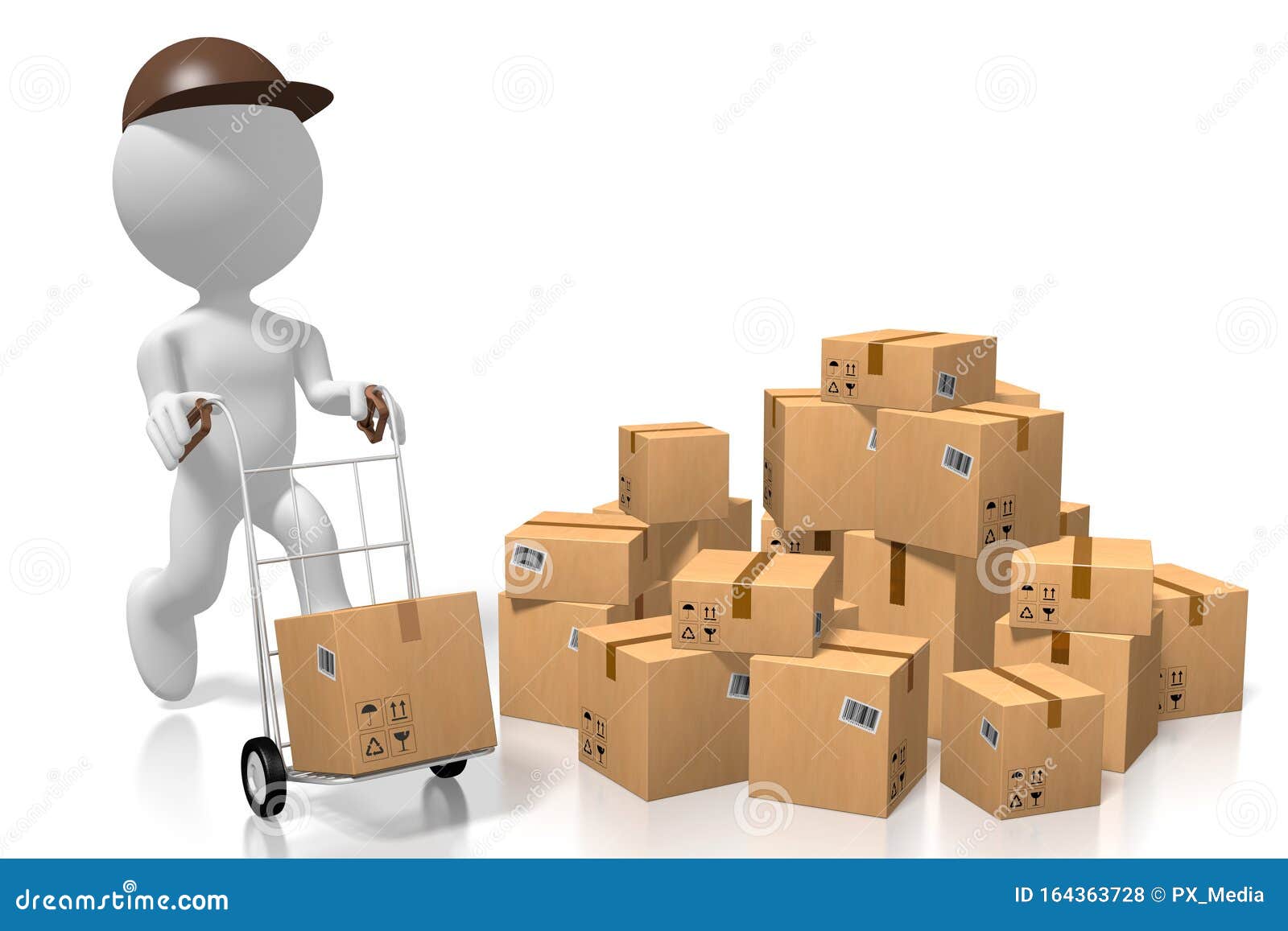 Warehouse With Packages, Rack Shelves And Robots Royalty-Free Cartoon ...