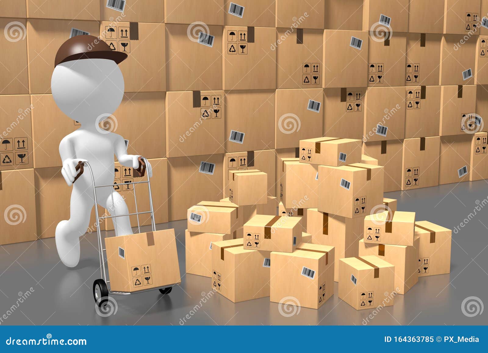 Warehouse With Packages, Rack Shelves And Robots Royalty-Free Cartoon ...