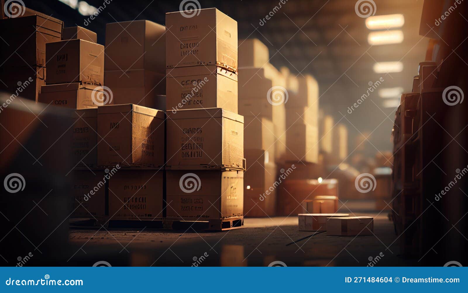 Warehouse with Packed Boxes Stock Photo - Image of product, order ...
