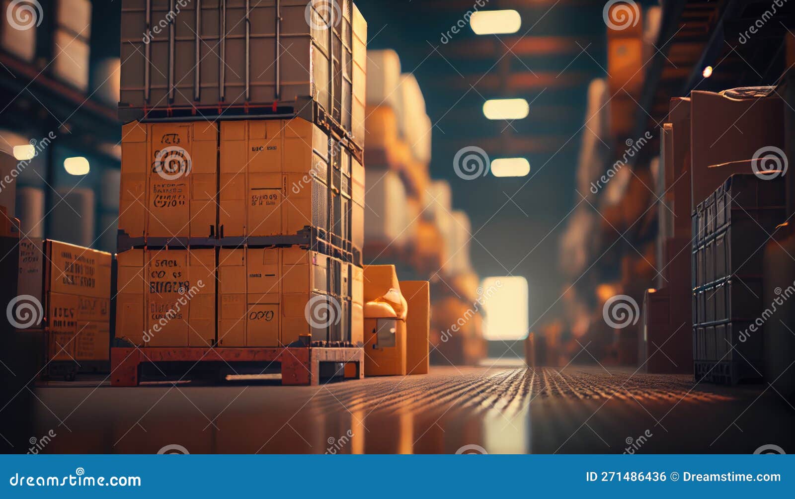 Warehouse with Packed Boxes Stock Illustration - Illustration of order ...