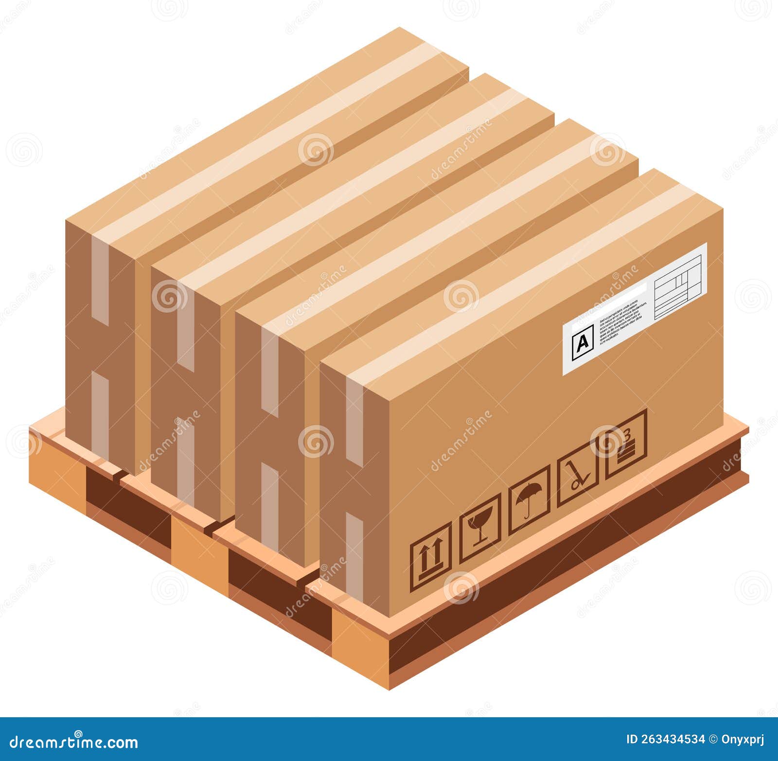 Warehouse Pallet with Shipping Boxes. Cardboard Cargo Packages Stack ...