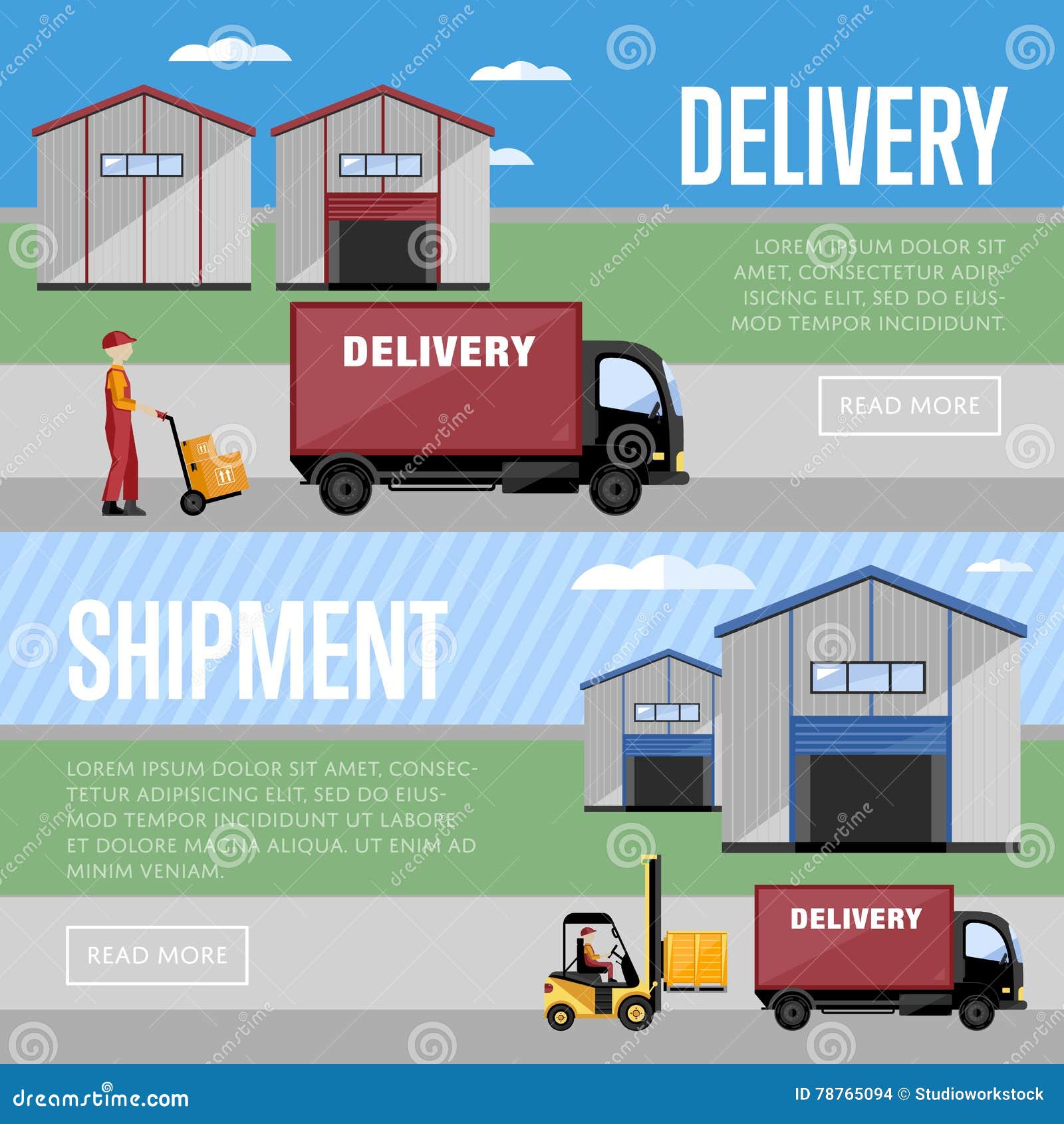 Warehouse Process Infographics Banners. Vector Illustration ...