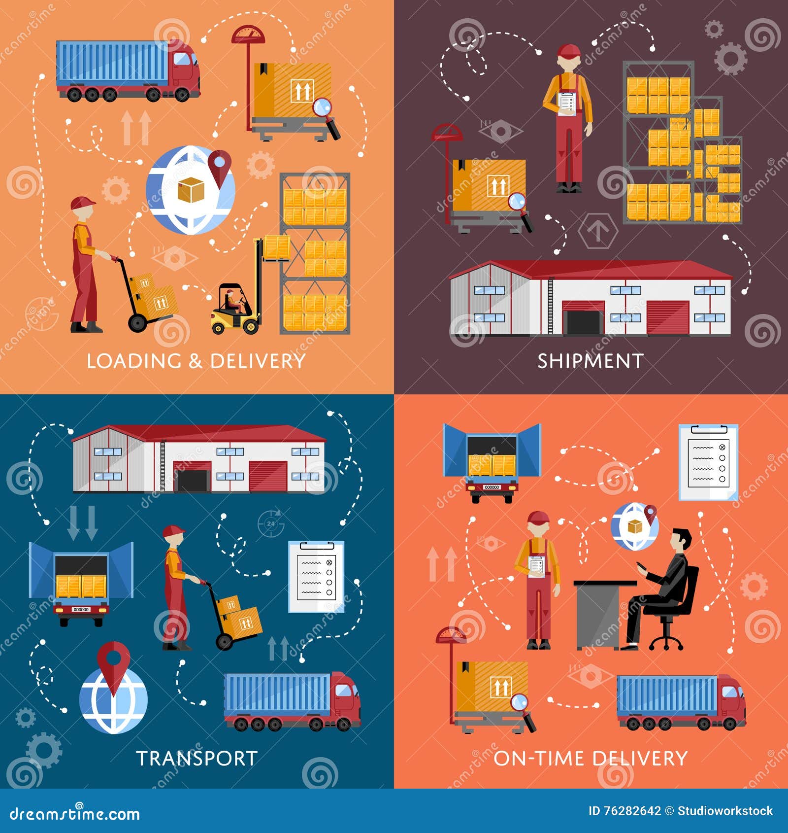 Warehouse Process Infographics Banners. Vector Illustration ...